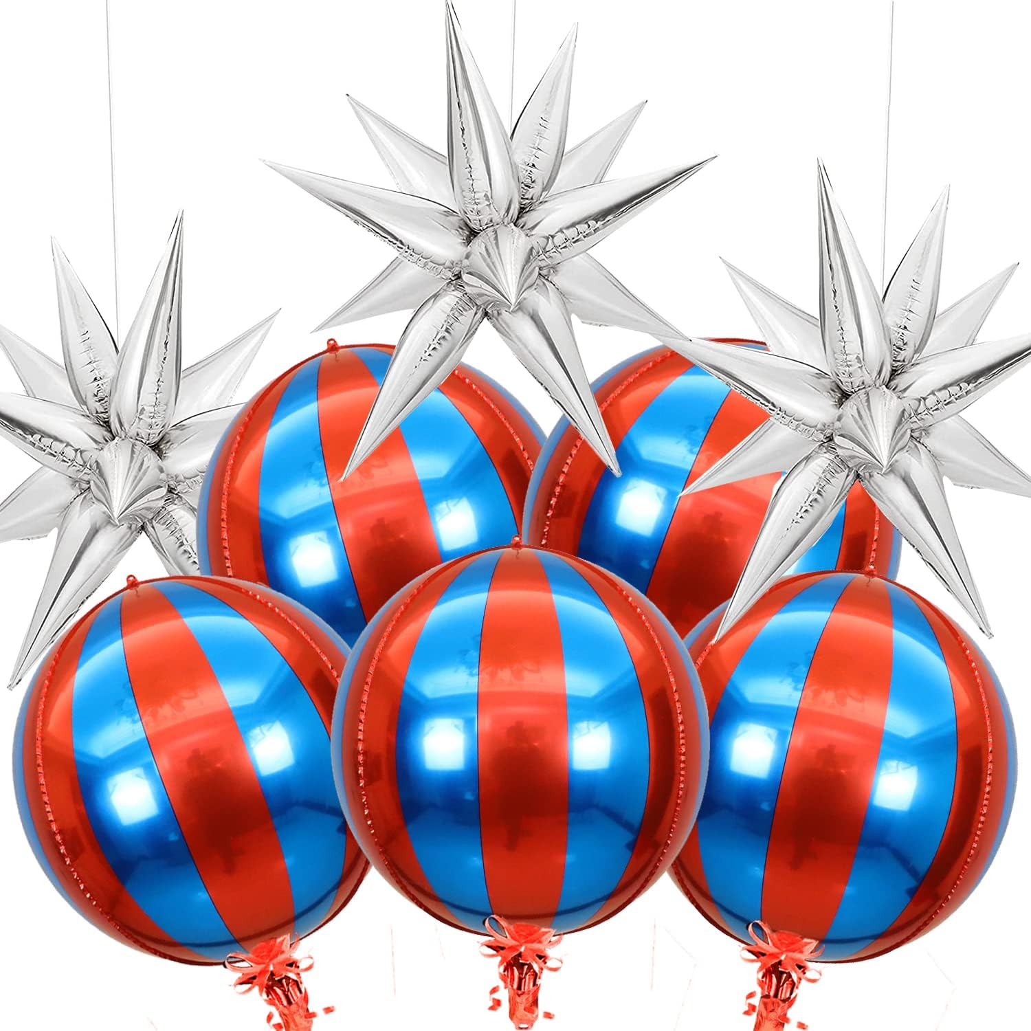 Amazon.com: 8 PACK 360 Degree 4D Sphere Round Red and Blue Balloons and ...