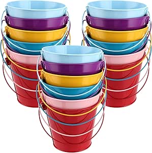 MUKLEI 18 Pack Small Metal Buckets with Handle, Multi-Colored Mini ...