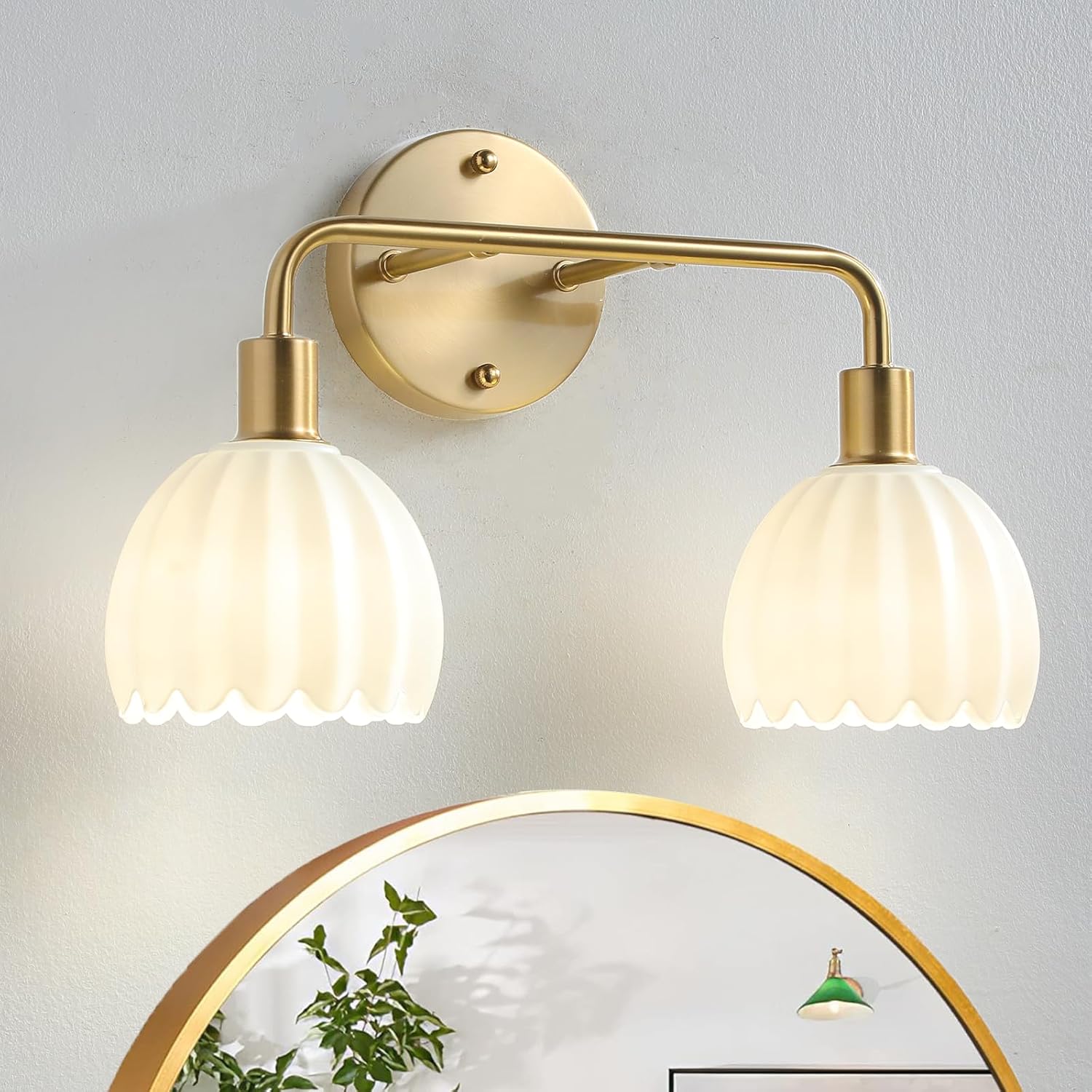 vivihobb 2-Light Gold Brass Bathroom Light Fixture,Brushed Gold Vanlity ...