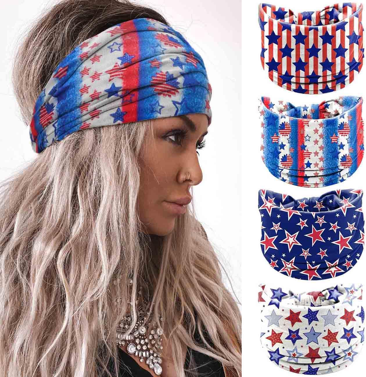 Amazon.com : Olbye 4th of July Headbands USA Patriotic American Flag ...