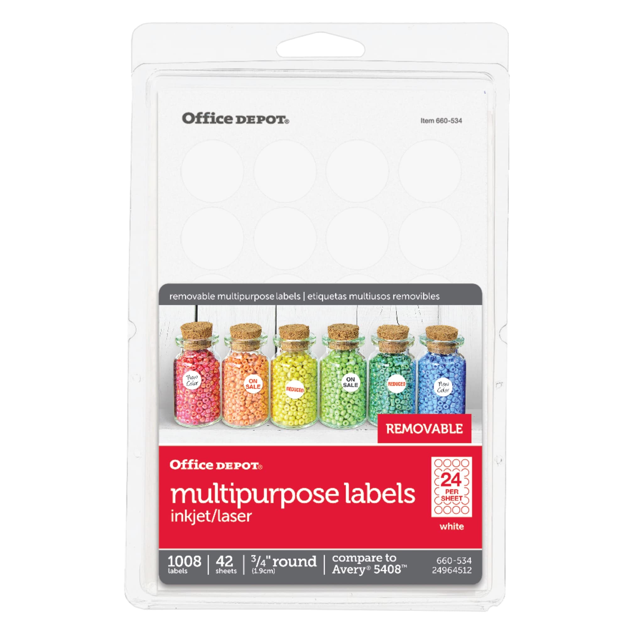 Amazon.com : Office Depot Removable Inkjet/Laser Multipurpose Round ...