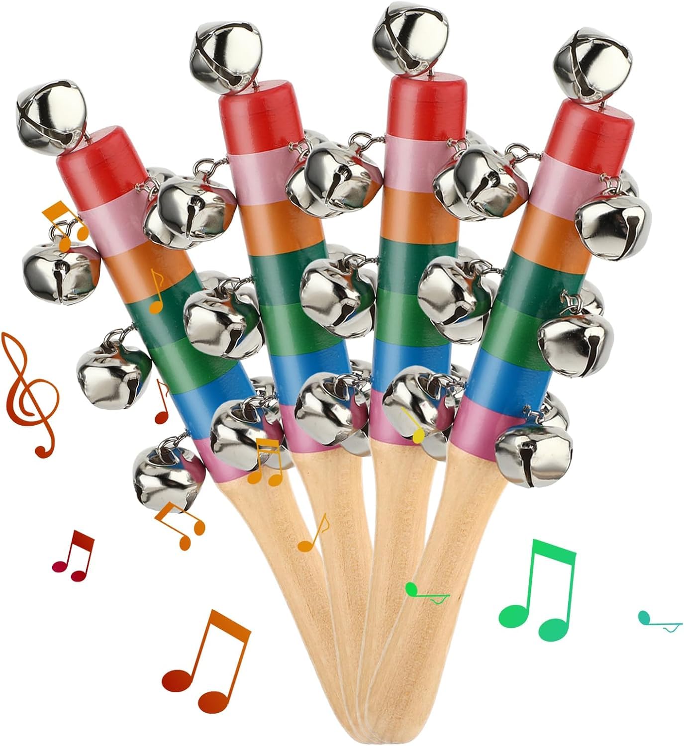 Channapatna Toys 4Pcs Christmas Hand Jingle Bells Handheld Sleigh Bells ...