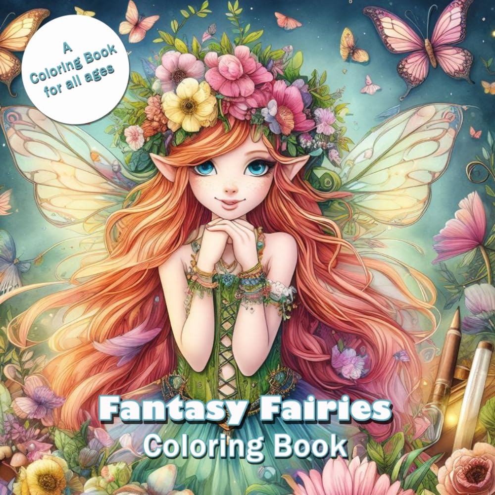 Amazon.com: Fantasy Fairies Coloring Book: 8.5"x8.5" Whimsical Fairy ...