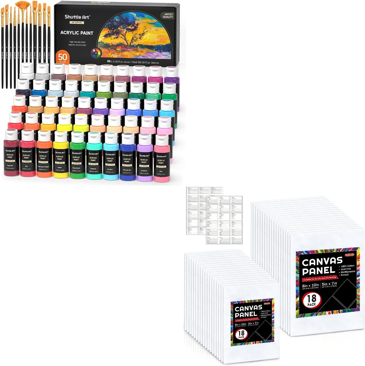 Amazon.com: Shuttle Art Canvas Panels and Acrylic Paint Bundle, Art ...