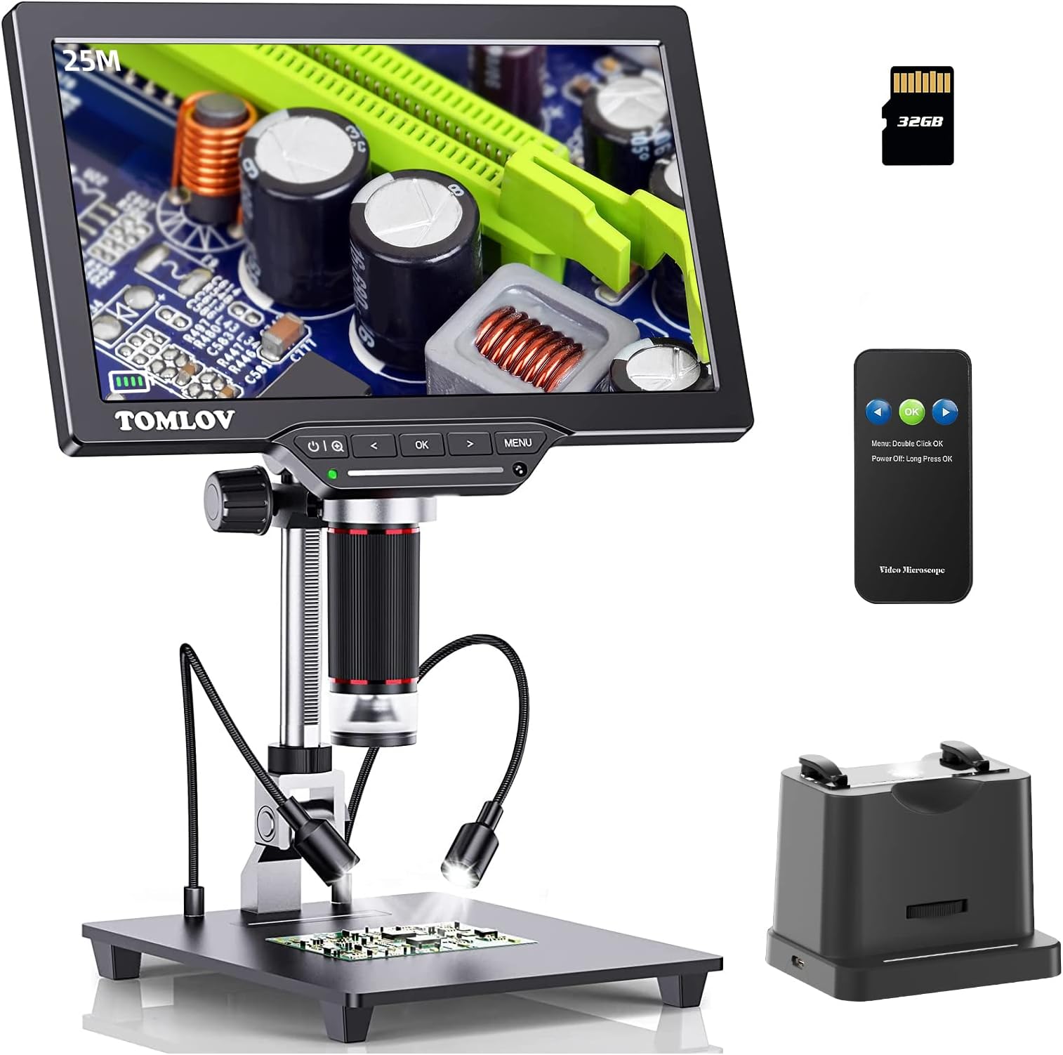 Amazon.com : TOMLOV DM202 Max Digital Microscope with Lights and 25MP ...