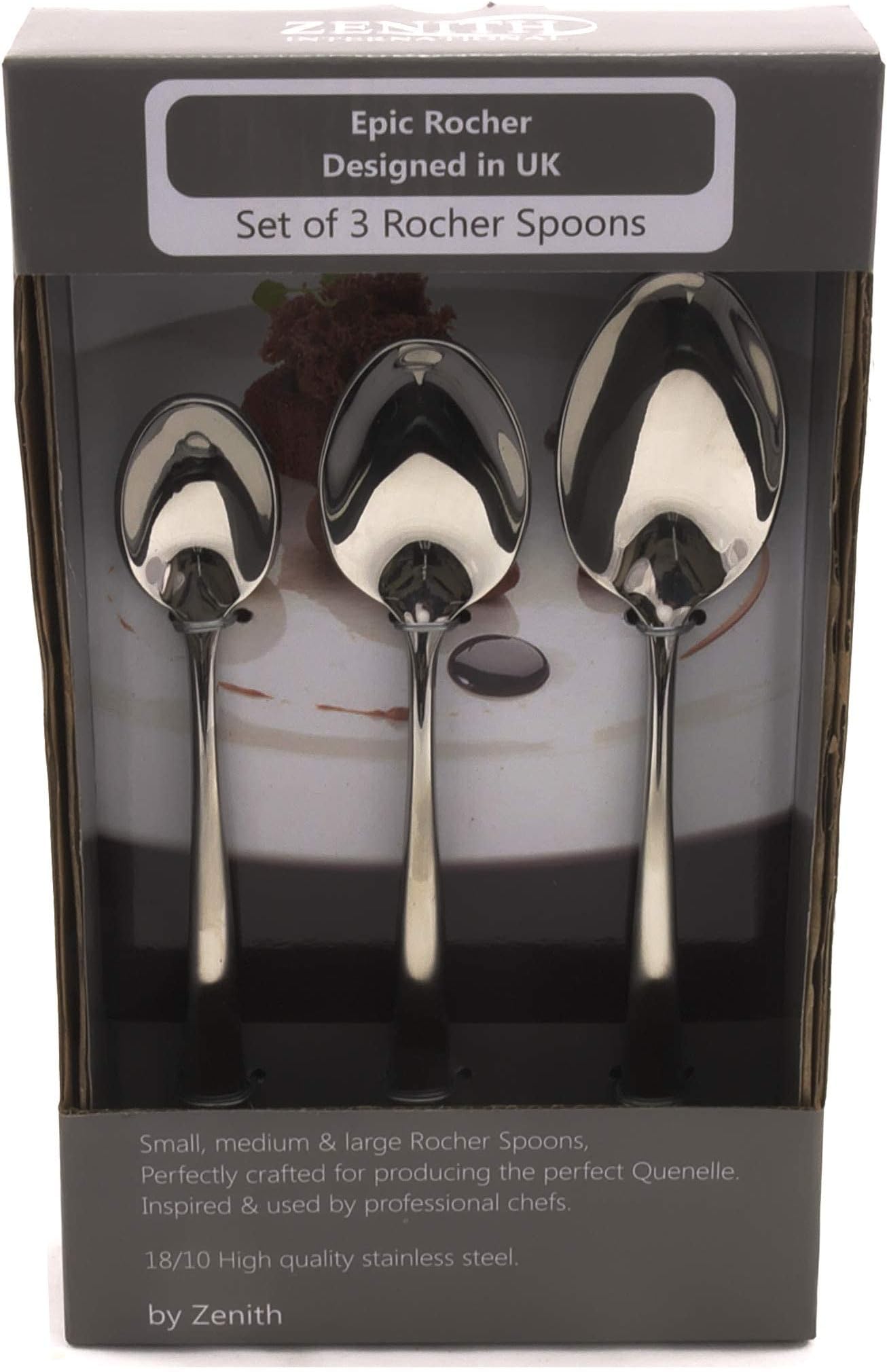 Rocher Chef Professional Catering Spoons Set of 3, Small, Medium and ...