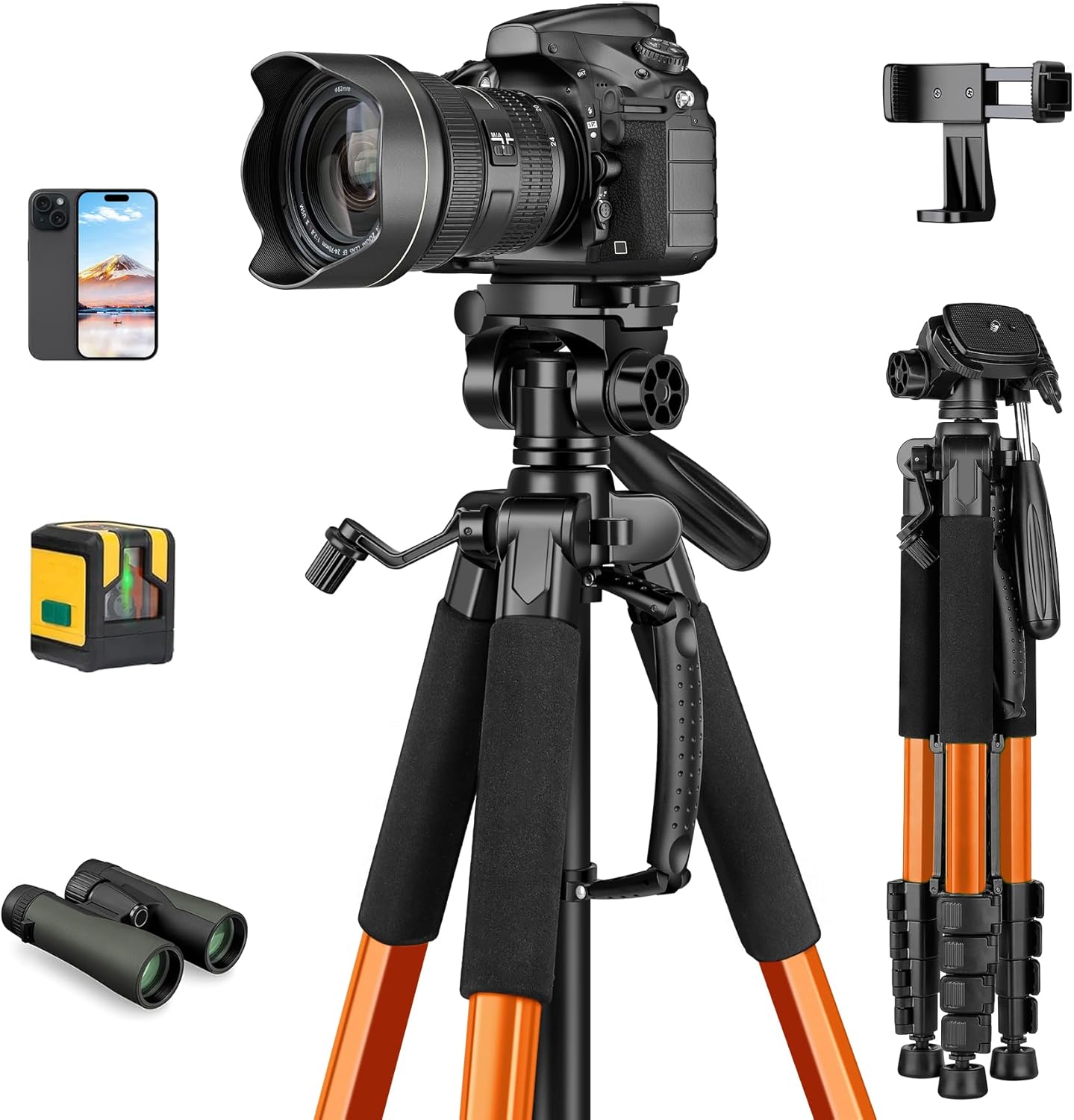 Amazon.com : JOILCAN Tripod, 75" Tripod for Camera & Phone, Heavy Duty ...