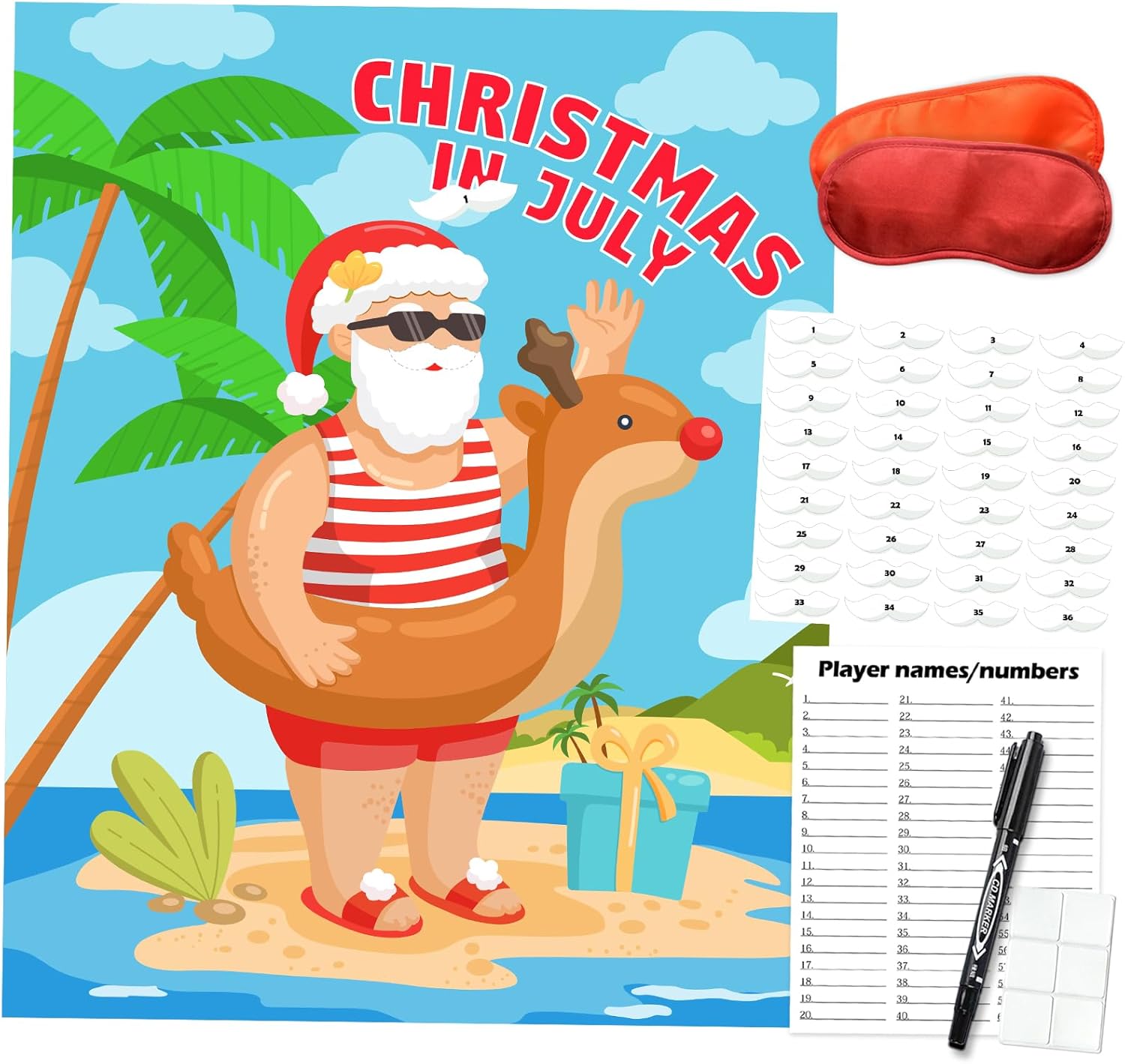 Amazon.com: PARTYLOUD Christmas Day July Party Games, Pin The Beard on ...