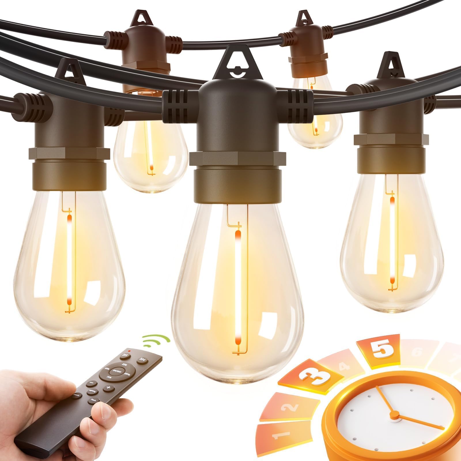 Achin Outdoor String Lights White 100Ft LED Patio Lights Outdoor ...