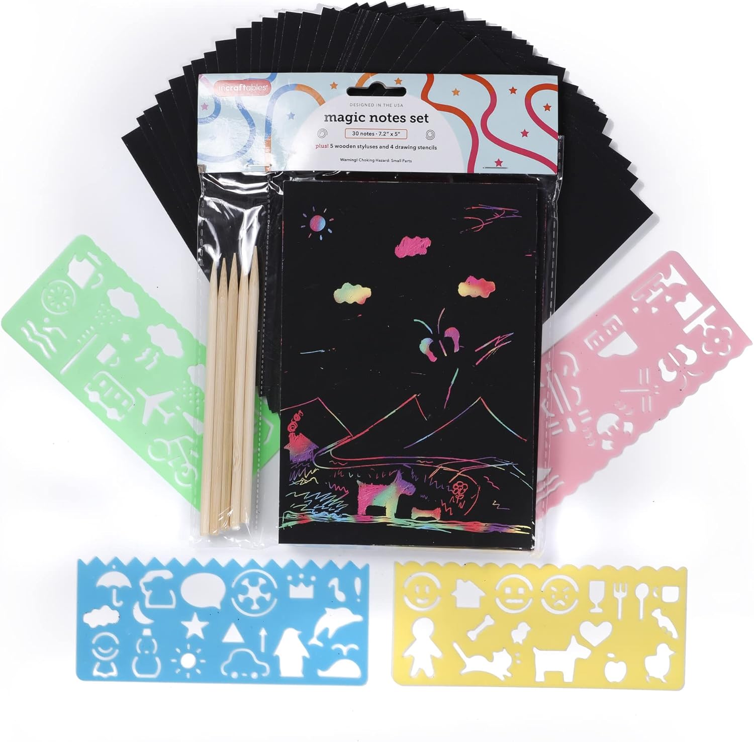 Amazon.com: Incraftables Rainbow Scratch Paper Set. Magic Notes Kit ...