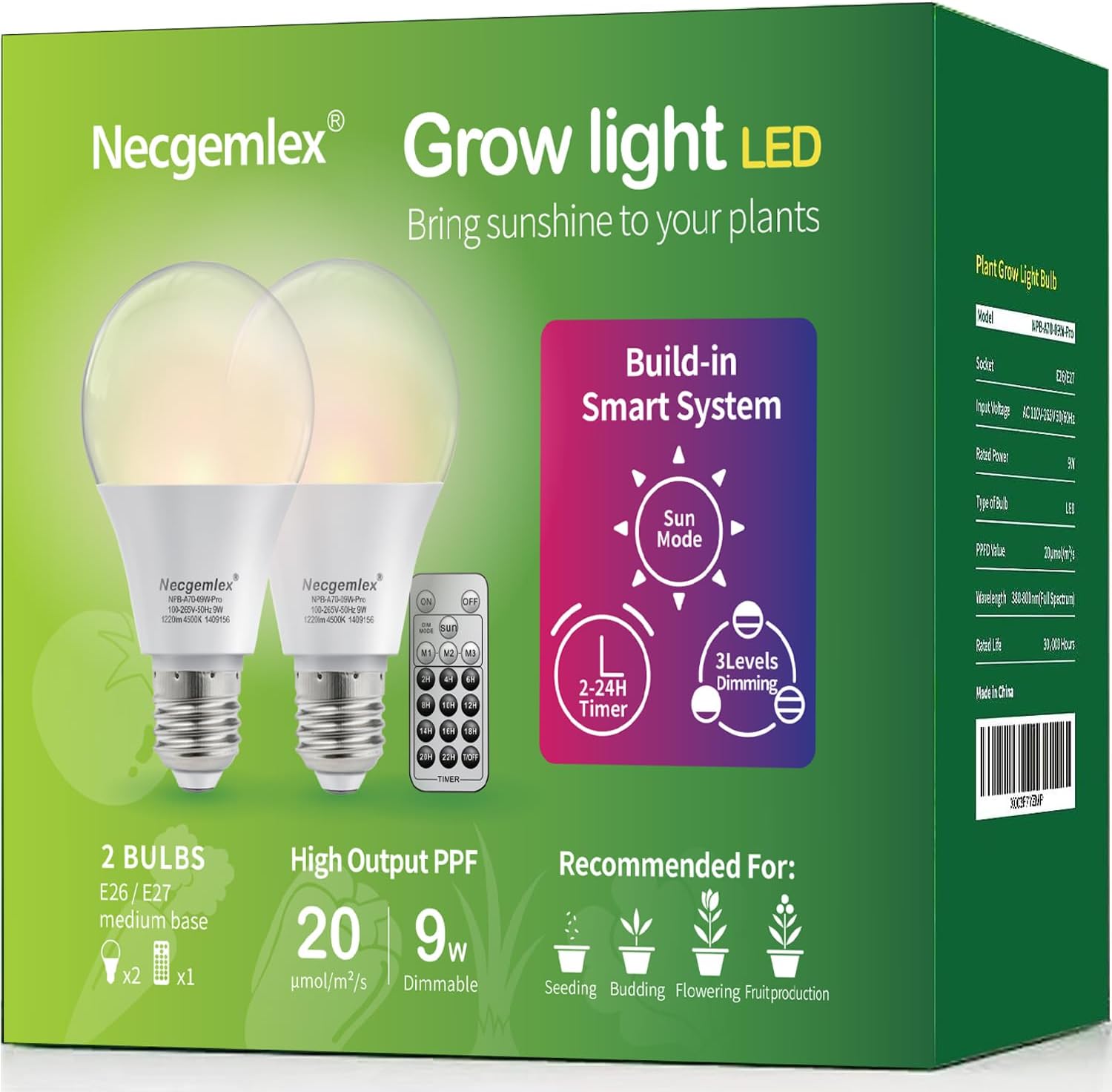 Hydroponic Full Spectrum CFL Grow Light Bulb 60 Watt Bulb 5500K H60 ...