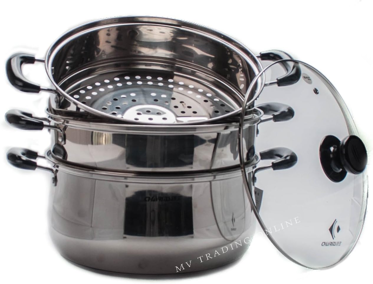 Amazon.com: Stainless Steel 3-Tier Steamer, Clad Base, and Induction ...