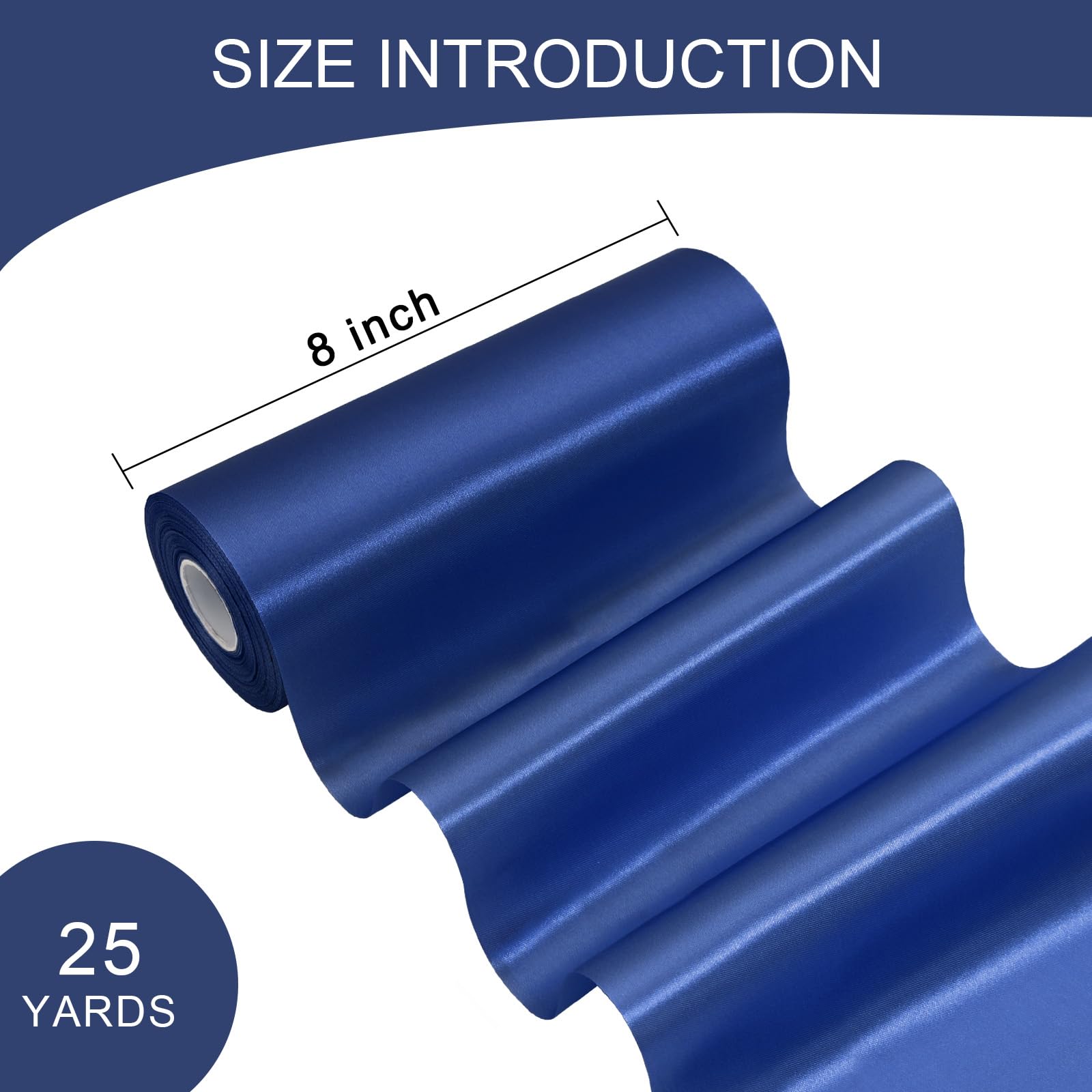 Snapklik.com : Navy Blue Satin Wide Ribbon 8 Inch 25 Yards Fabric Large ...