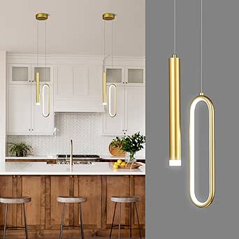 BNHHLZ Modern Gold LED Pendant Lights Fixture Dimmable Oval Pendant Light 12W Cool White Mini ...
