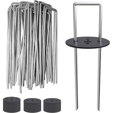 Amazon.com : AAGUT 50 Pack Landscape Staples with Gasket Washer Caps, 6 ...