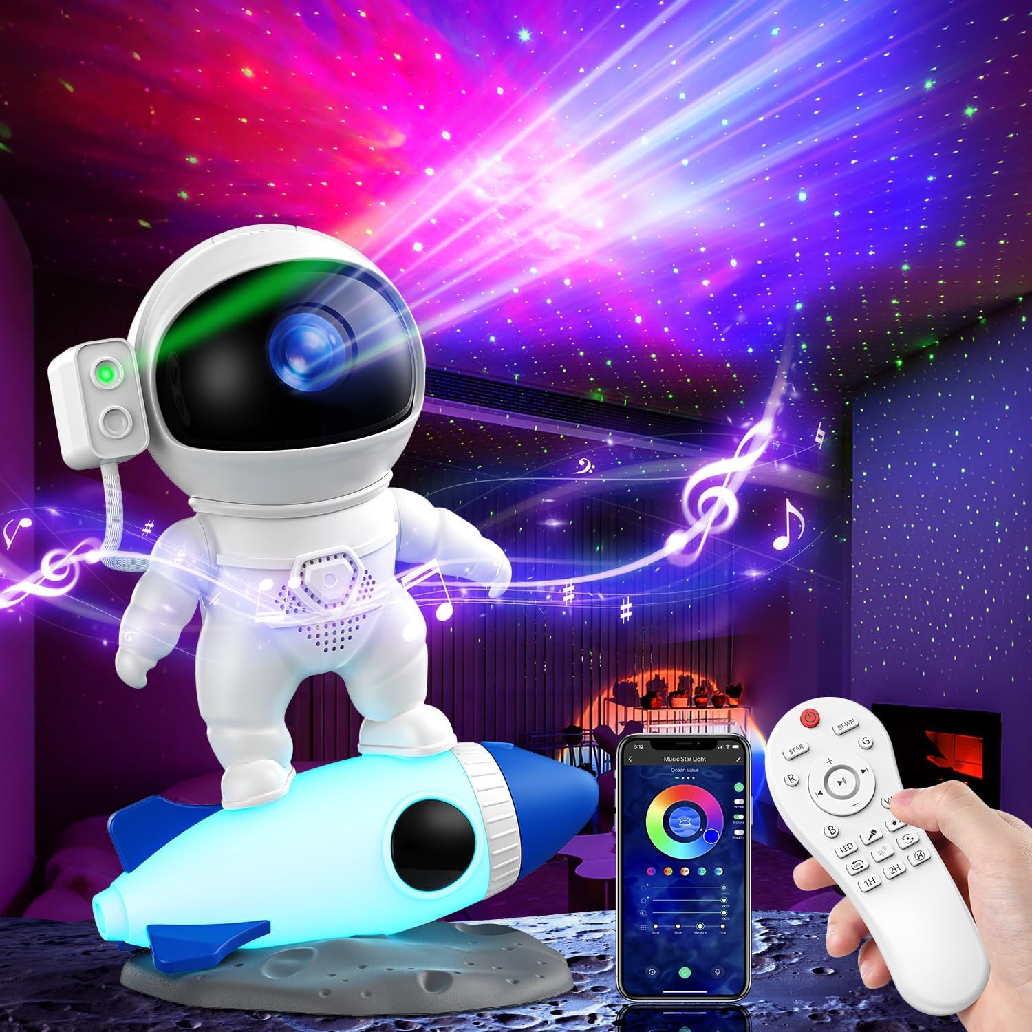 Astronaut Star Projector Night Light - Space Buddy Projector, APP ...