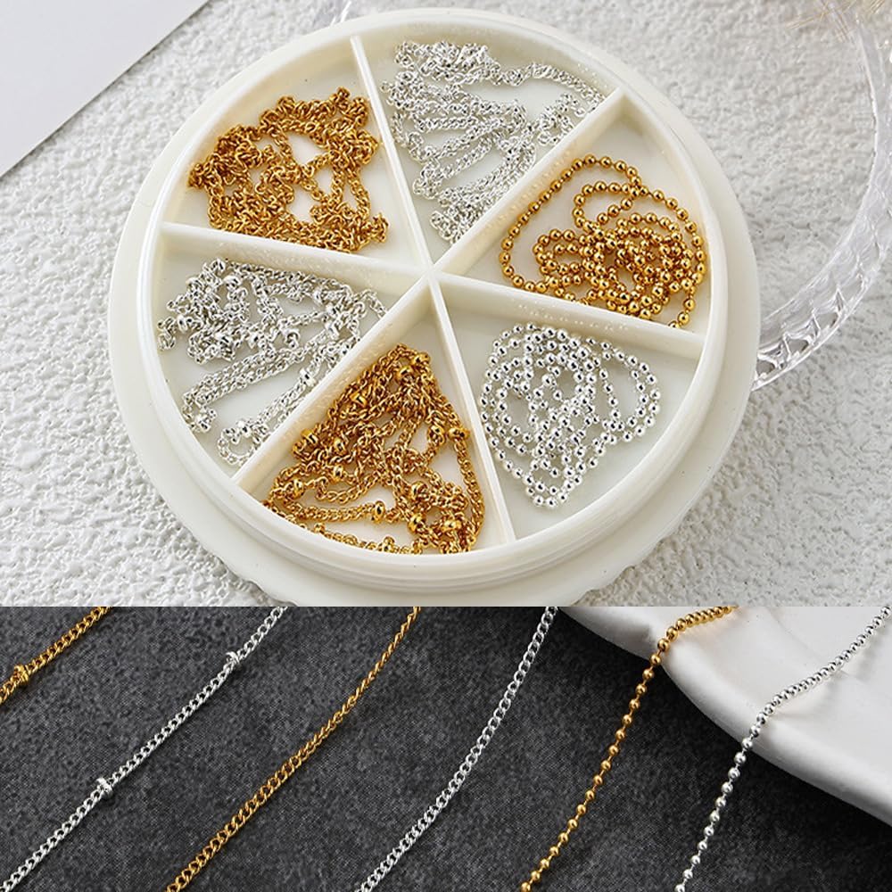 Amazon.com: 3D Nail Chain Charms - Metallic Chain Nail Charms - 6 ...
