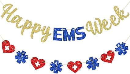 Amazon.com: Qttier Happy EMS Week Banner, EMS Appreciation Banner ...