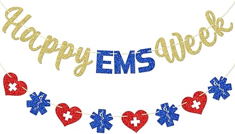 Amazon.com: Qttier Happy EMS Week Banner, EMS Appreciation Banner ...