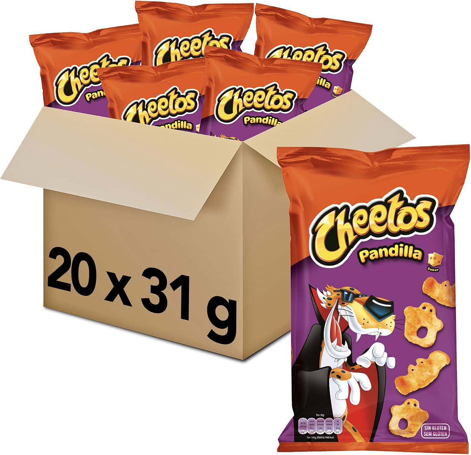 Cheetos Pandilla - Snack Crujiente Frito con Sabor a Queso, Pack de 20 ...