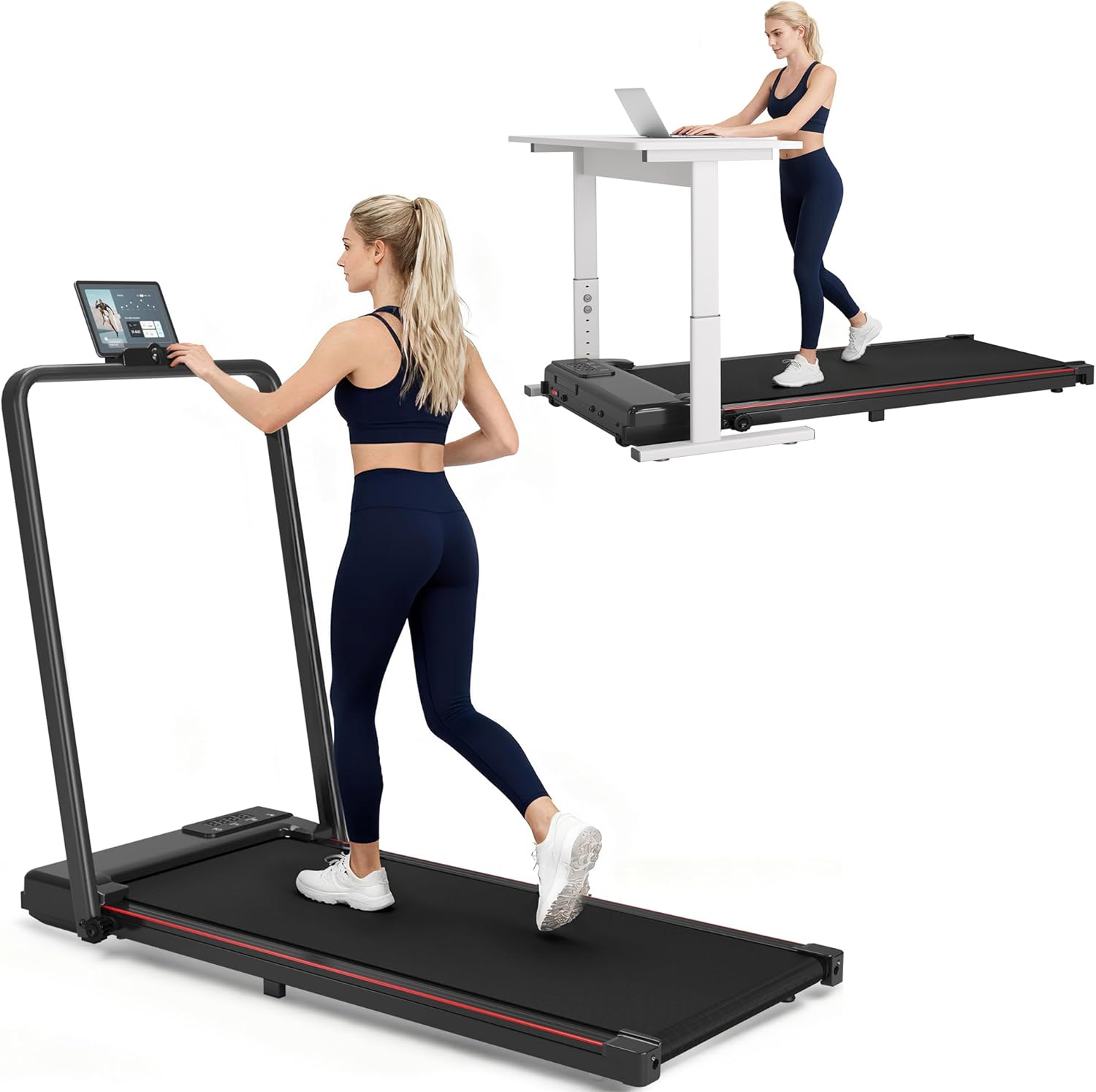 soges Walking Pad Treadmill with Incline and Handle Bar,5MPH Portable ...