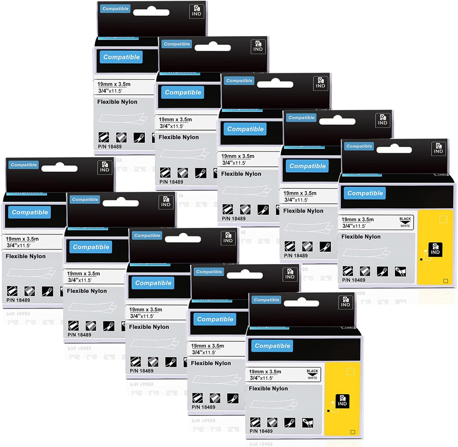 Amazon.com: Aonomi 18489 A18489 Tapes Replace for DYMO Rhino 19mm ...