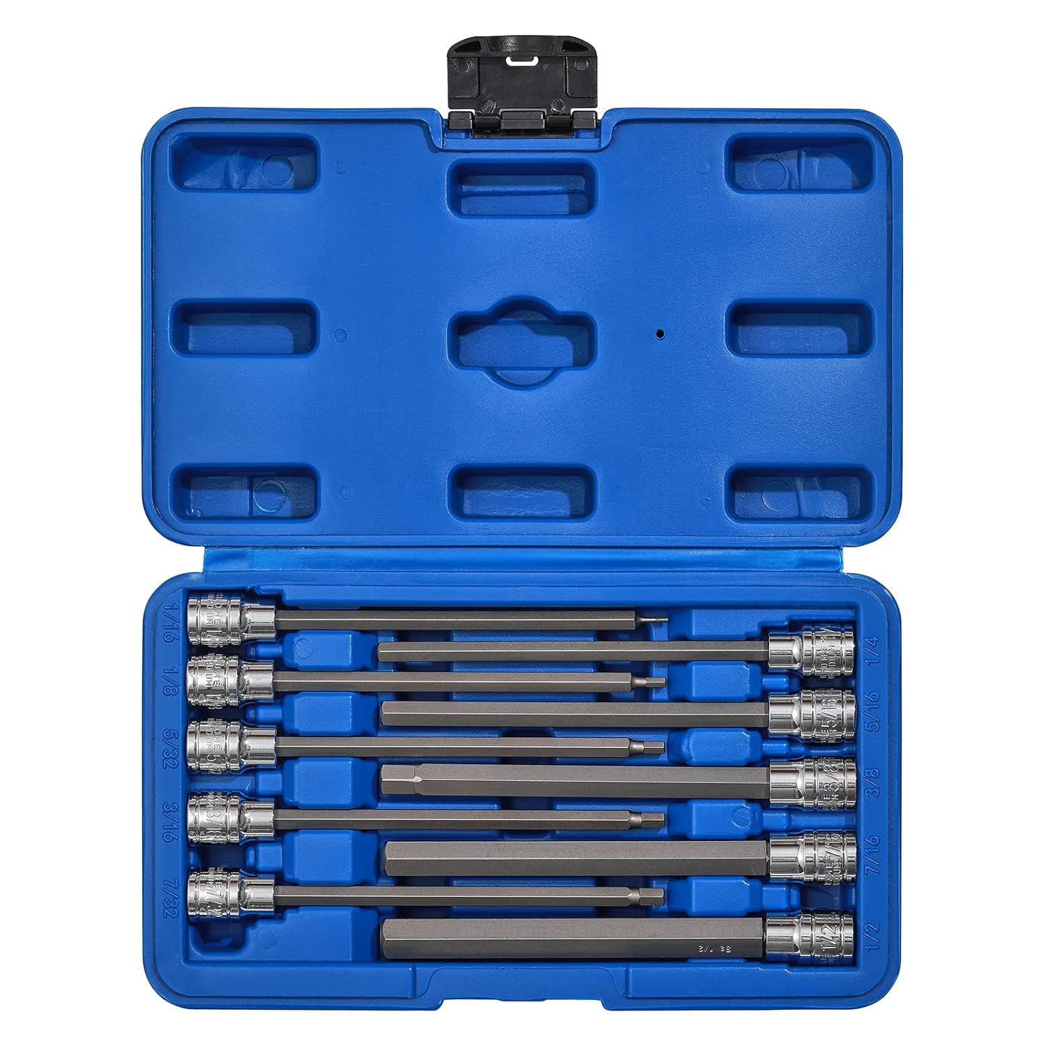 EMENTOL 10PCS 3/8" Drive Long Hex Bit Socket Set, CR-V, S2 Steel, SAE ...