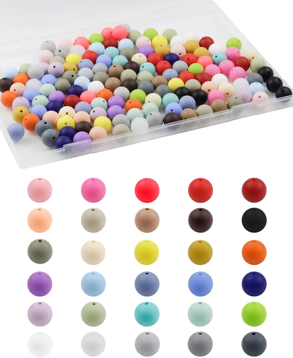 Amazon.com: FIVEIZERO 150PCS Silicone Beads 30 Colorful 15mm Silicone ...