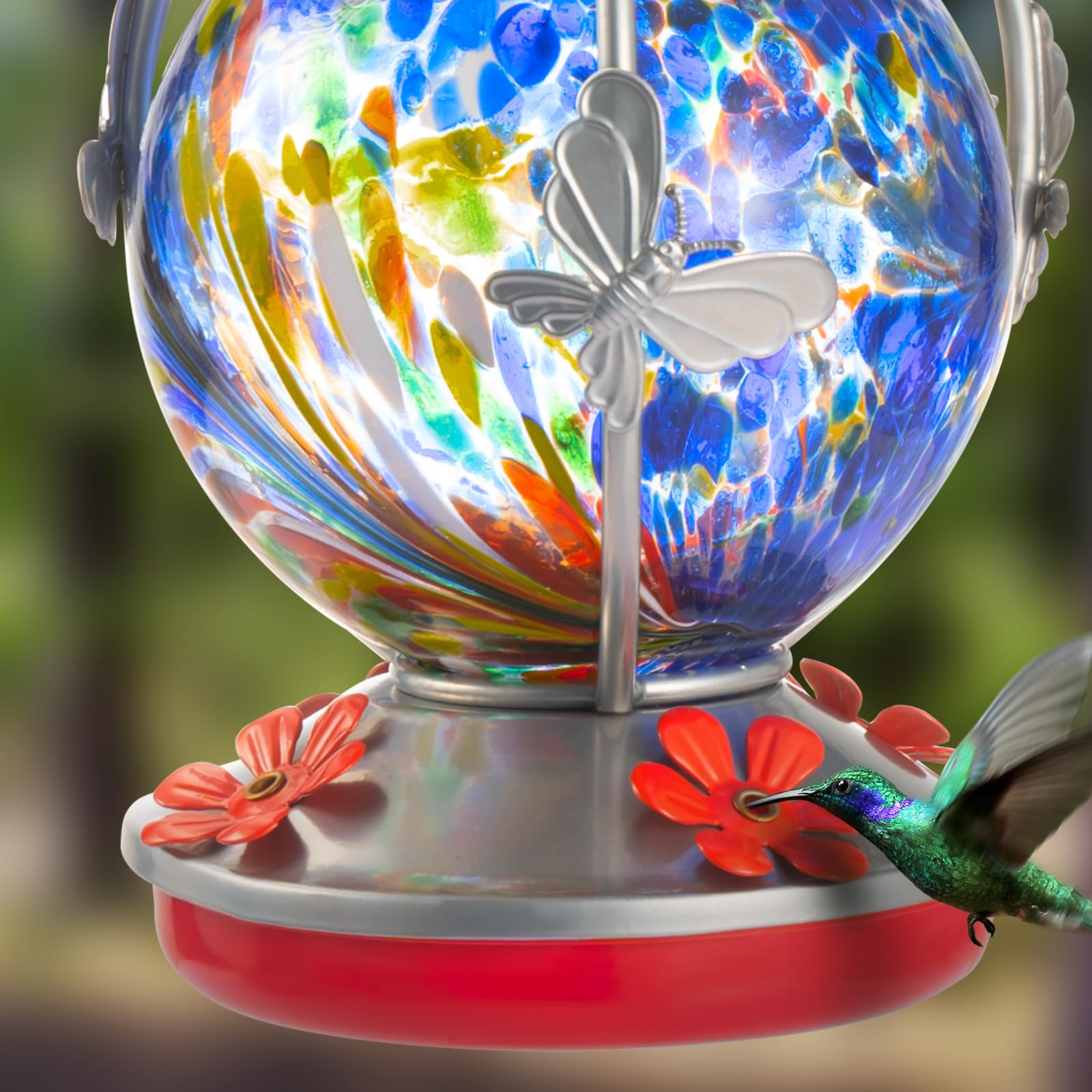 Backyard Expressions Glass Hummingbird Feeder Purple