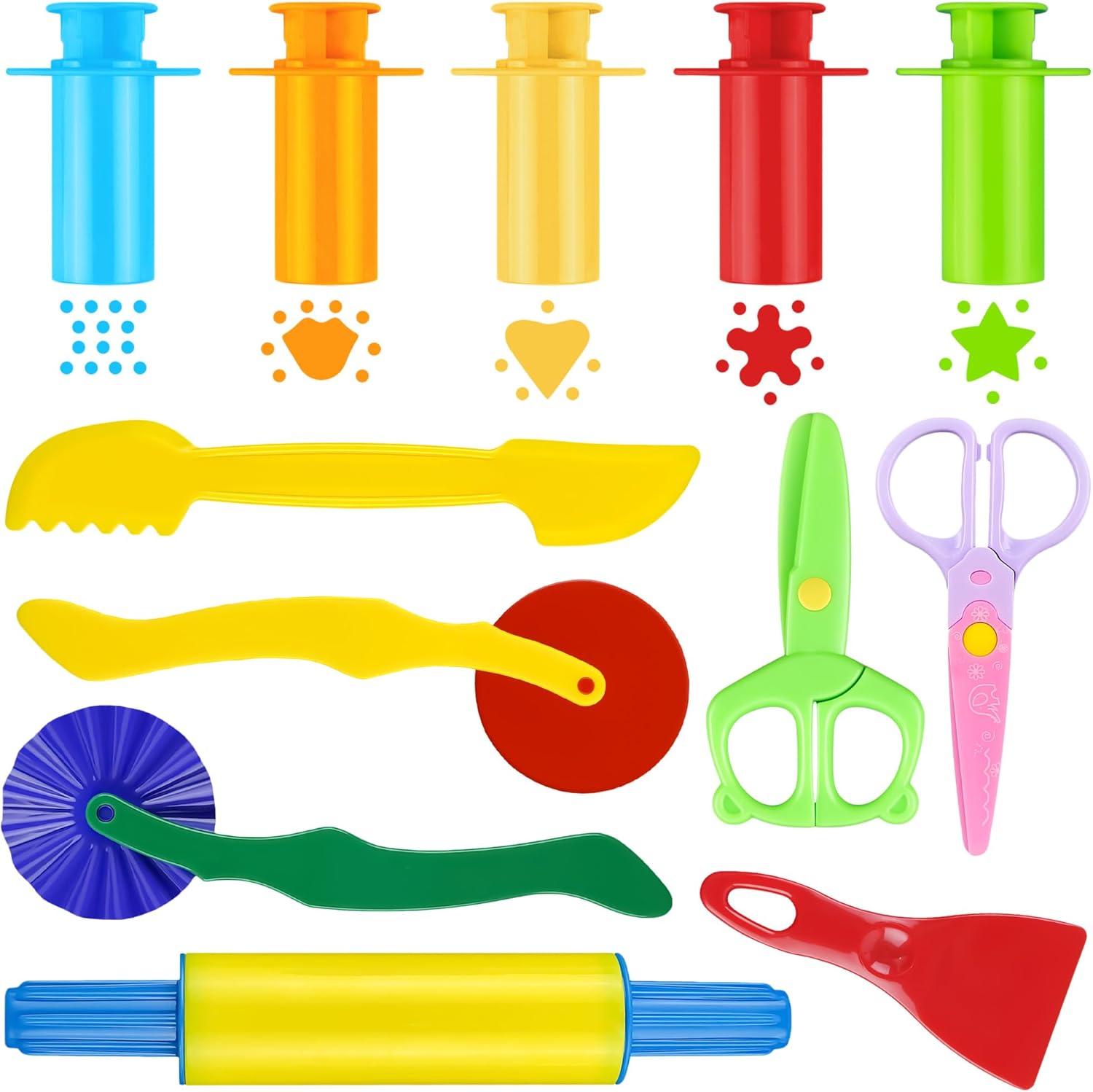 Amazon.com: Play Dough Tools 12 Pcs Basic Playdough Tools Set for Kids with Various Shape Dough ...