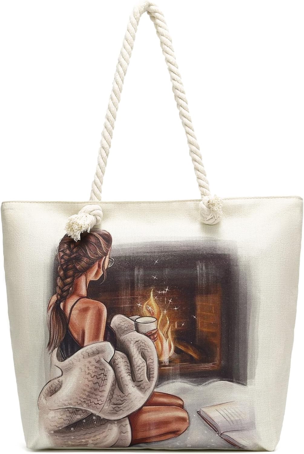 Amazon.com: Rope Handle Tote Bags Large Tote Bag with Rope Handles ...