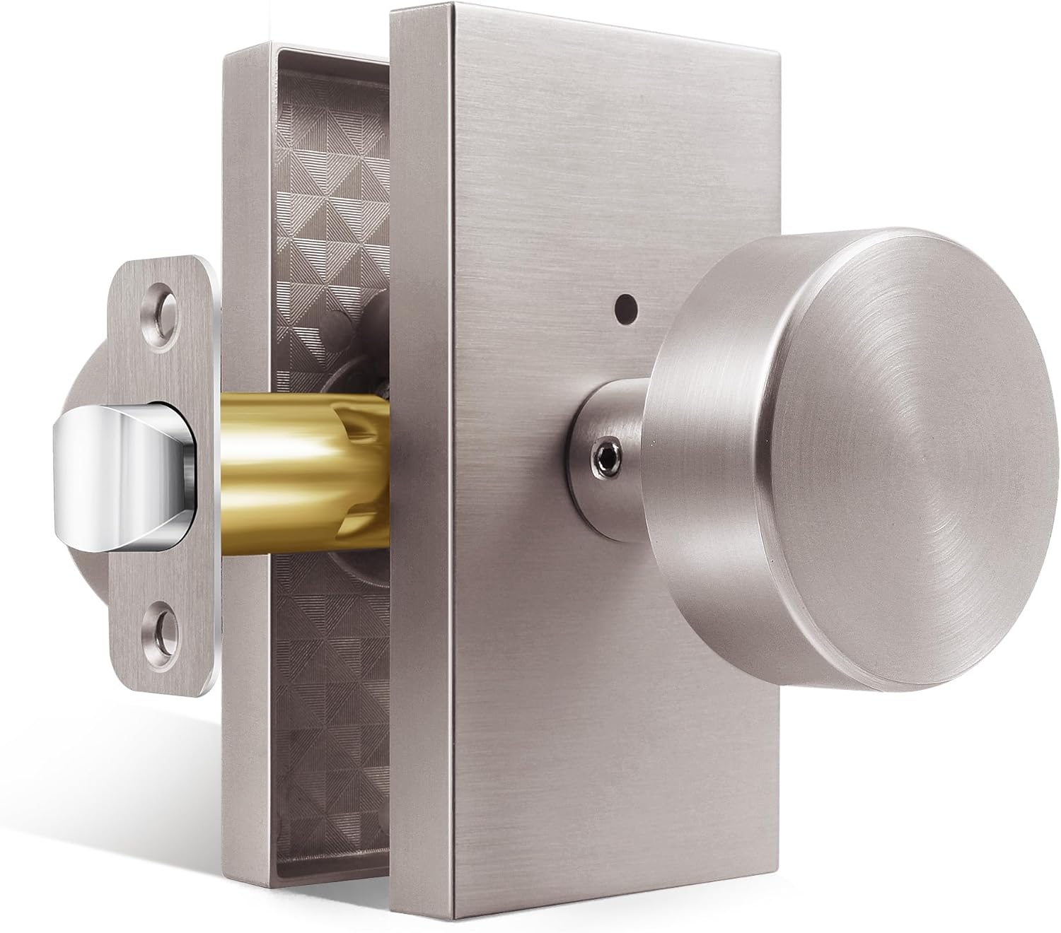 HIEMEY Brushed Nickel Door Knobs Interior with Lock, Modern Privacy Satin Nickel Door Knob Door ...