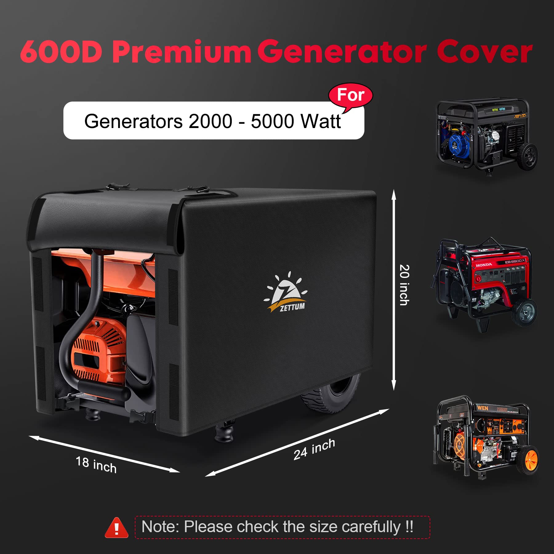 Snapklik.com : Zettum Generator Cover 24 Inch - 600D Outdoor Generator ...