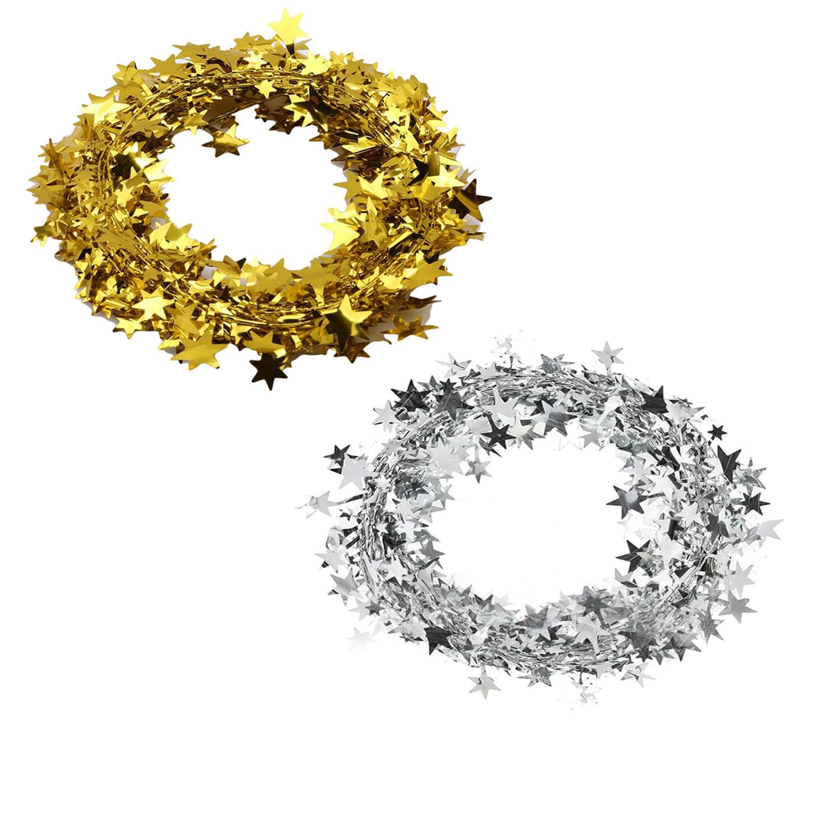 2Pcs Christmas Star Tinsel Wire Garland Tinsel for Christmas Tree ...