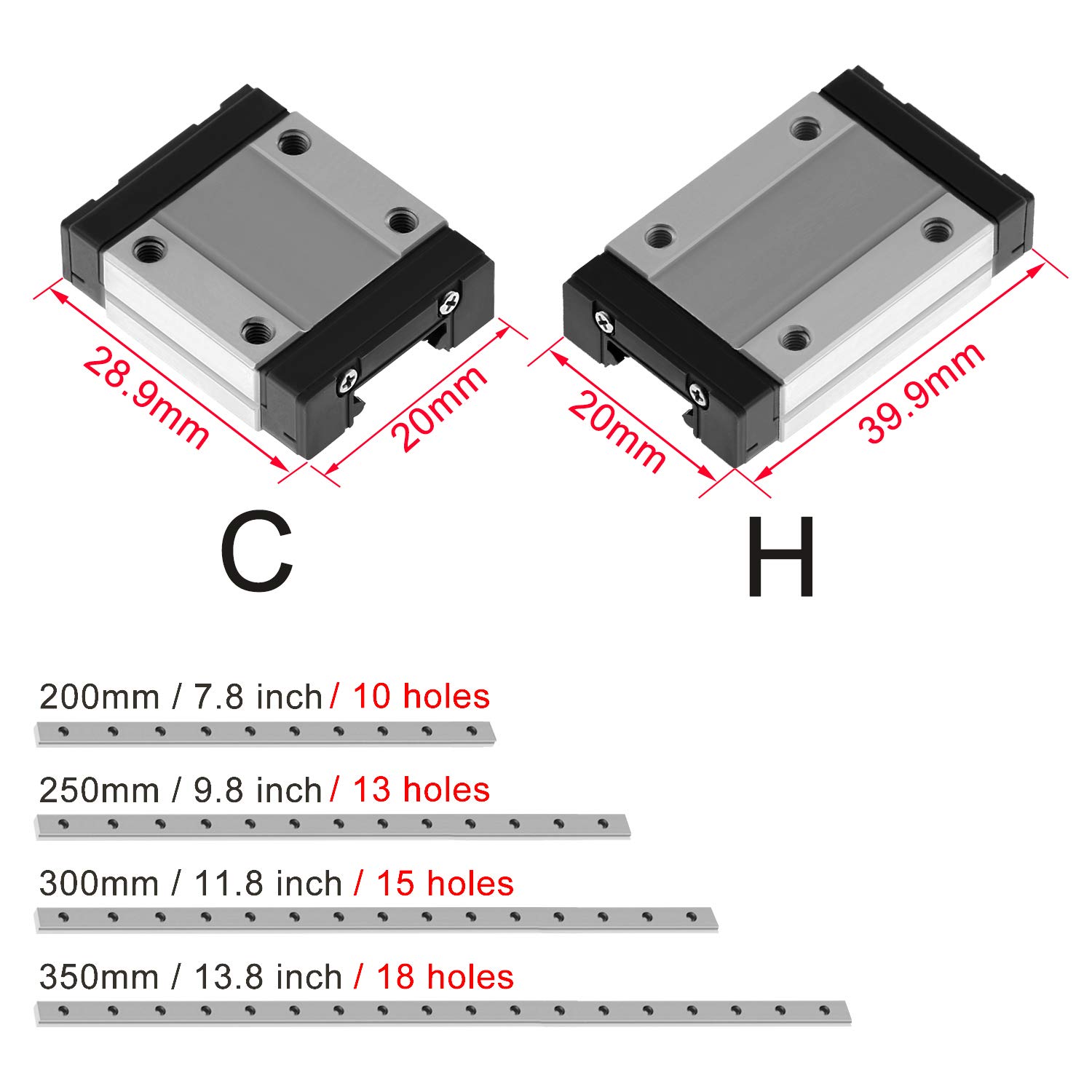 Snapklik.com : Twotrees MGN9C 450mm Linear Rail Guide Linear Sliding ...
