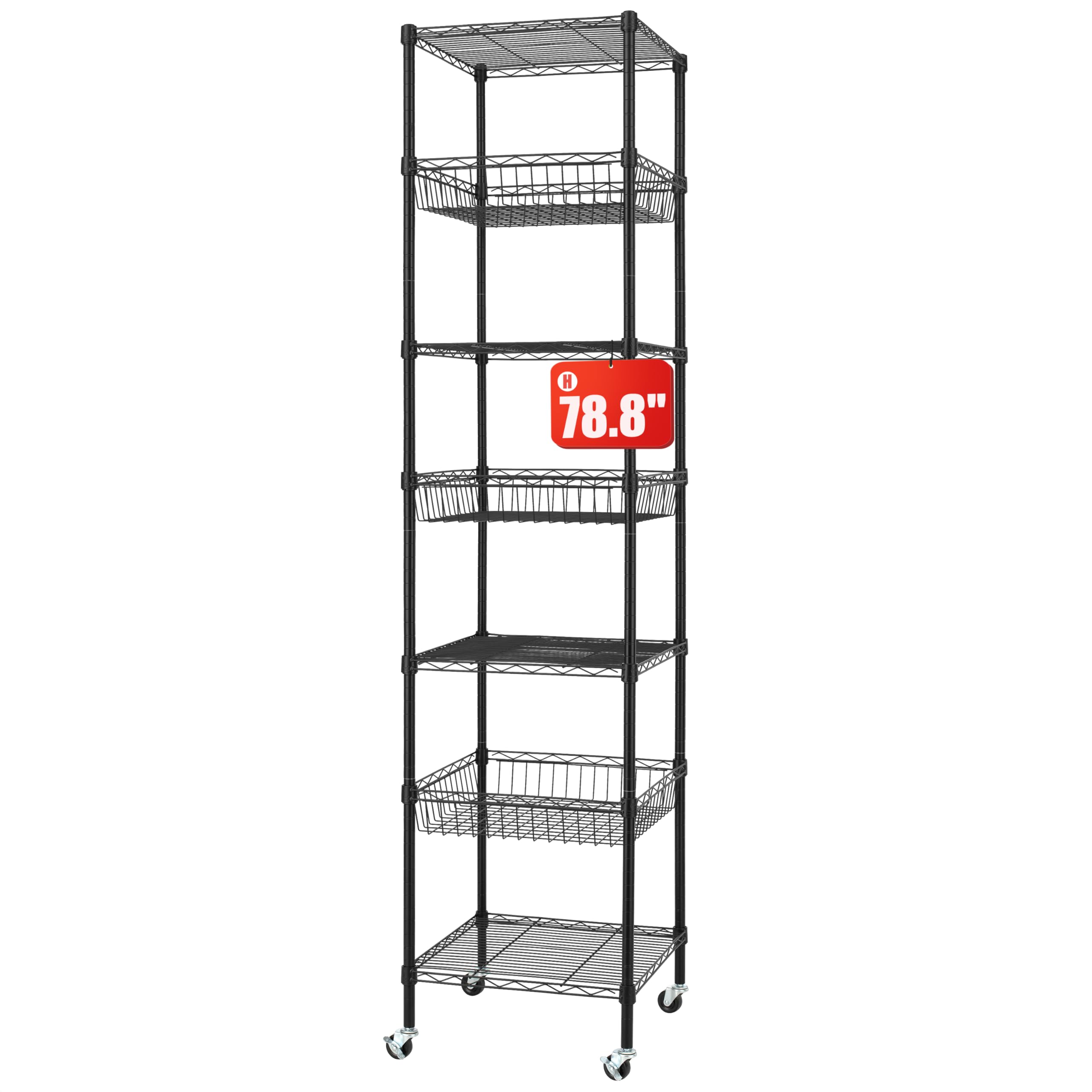 Amazon.com: Finnhomy Heavy Duty 7 Tier Wire Shelving Unit with Wheels ...