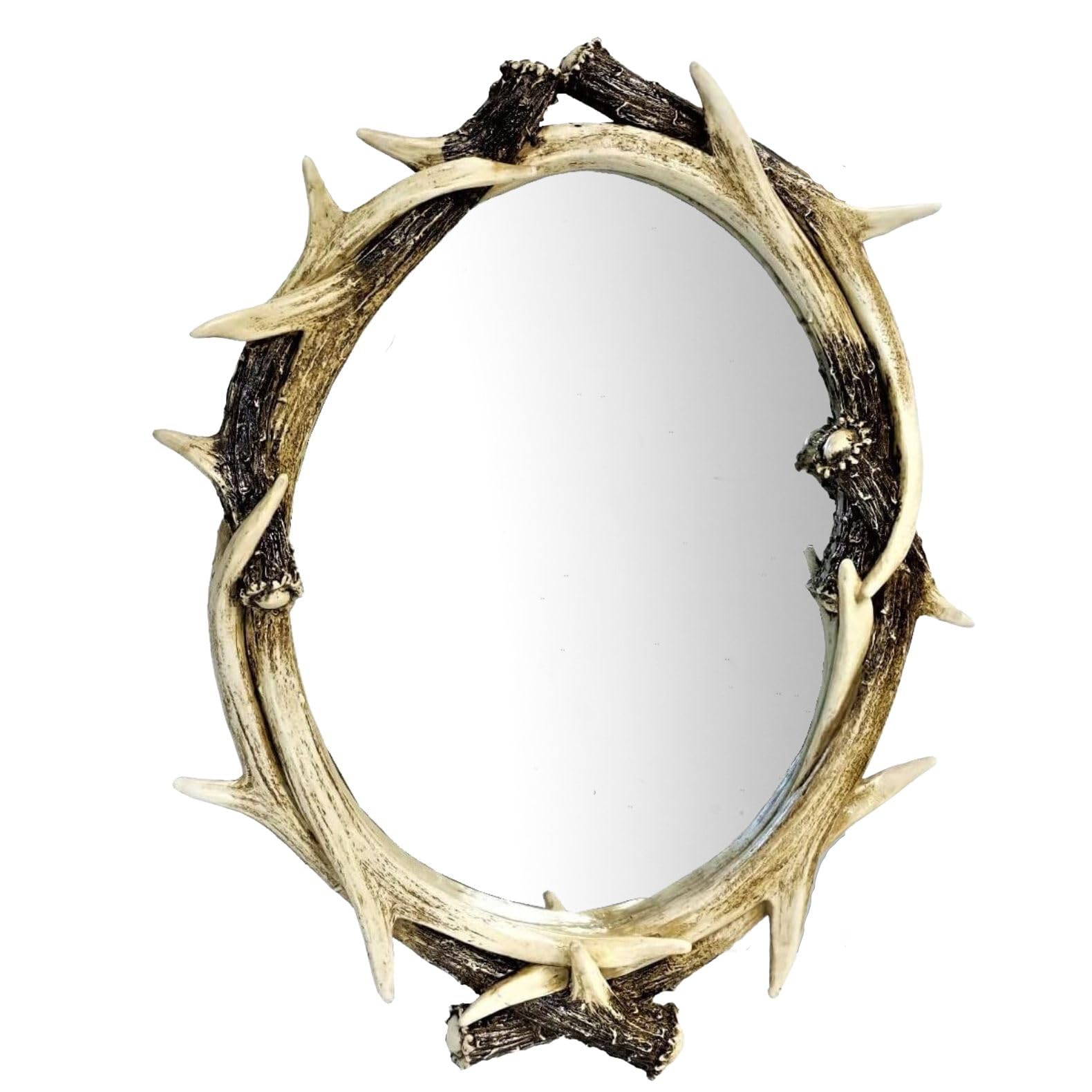 Amazon.com: BestGiftEver Rustic Faux Deer Antler Oval Wall Mirror Cabin ...