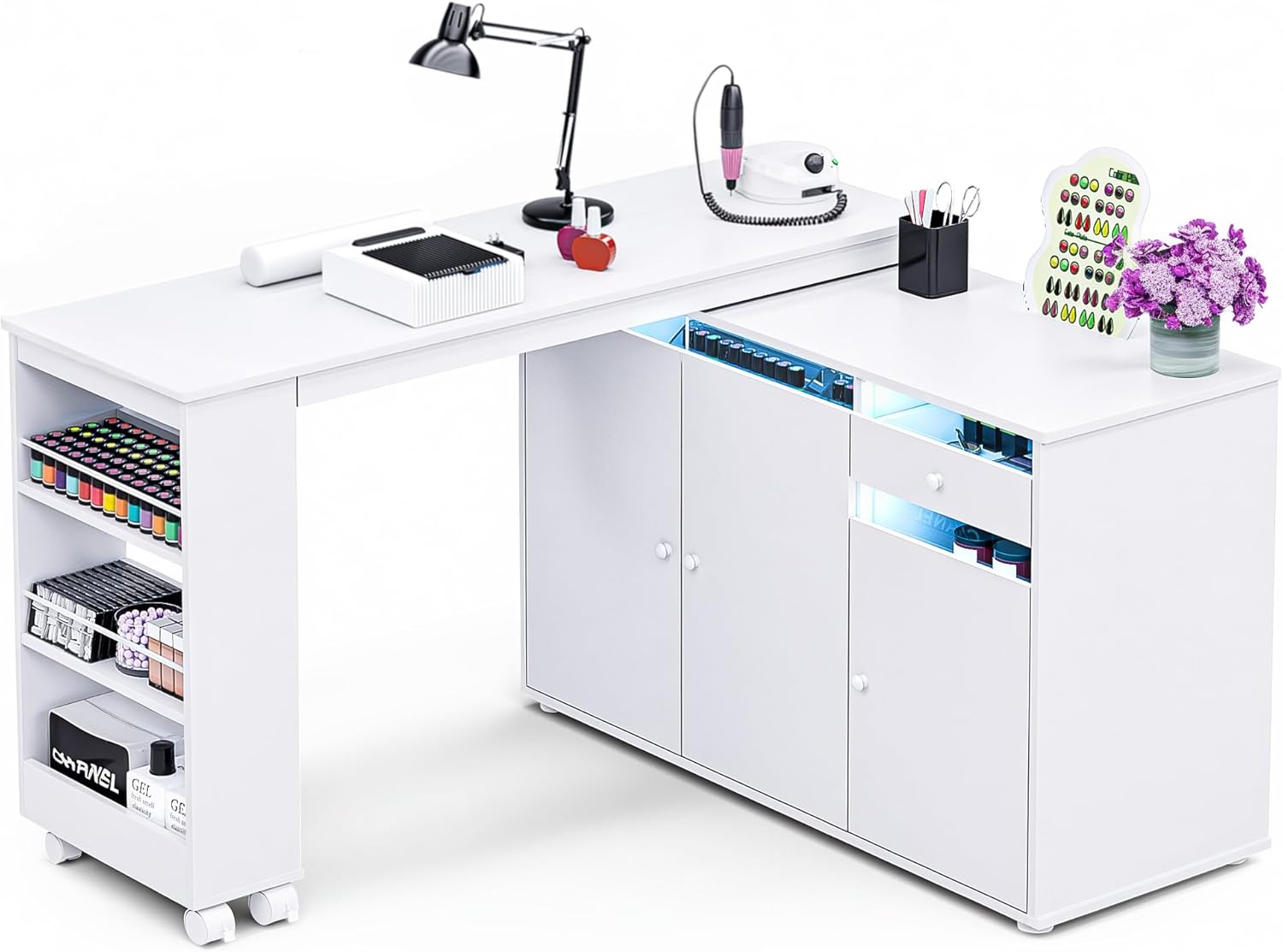 Amazon.com: HolaiNail Manicure Table with Dust Collector, Rotating L ...