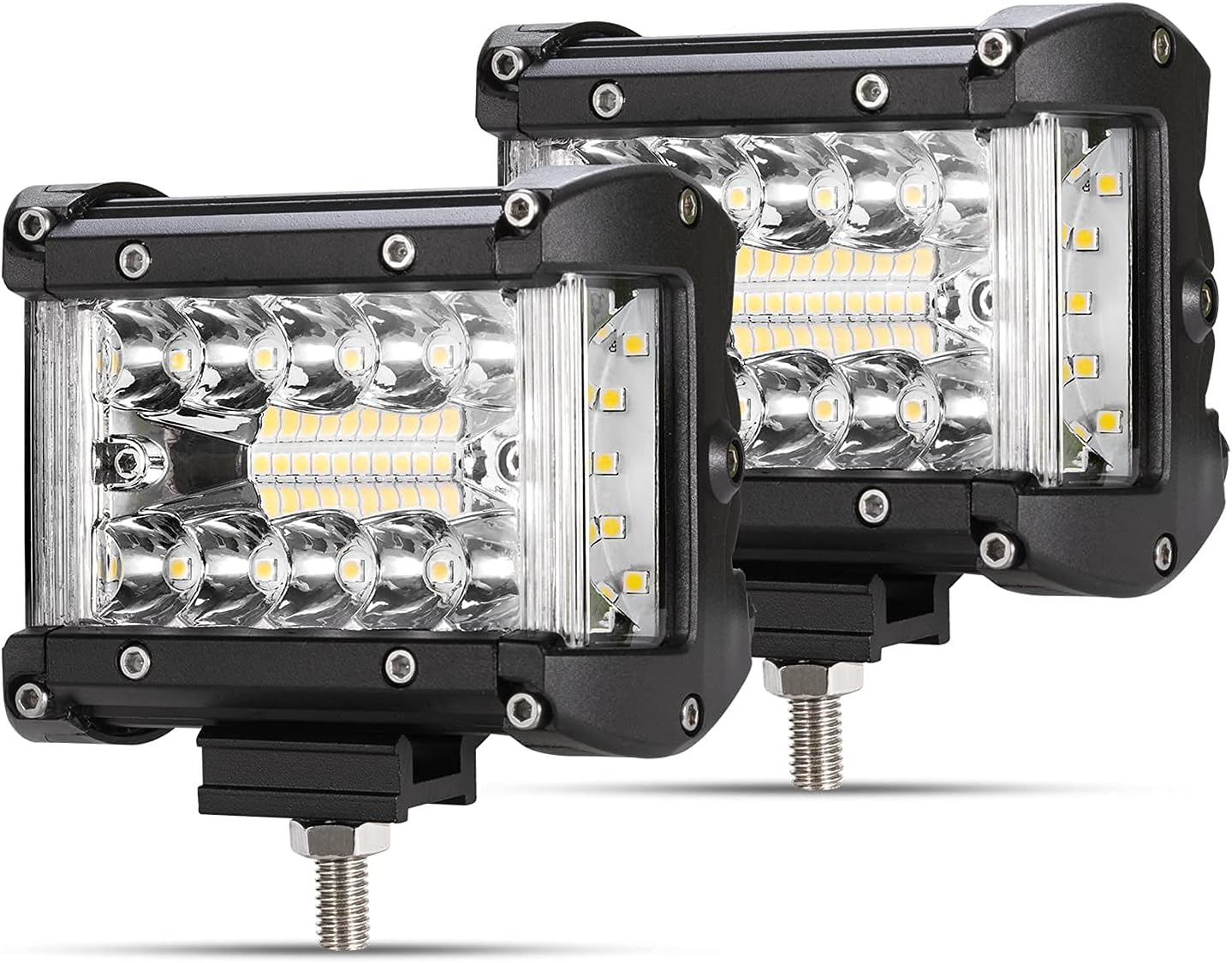 FIERYRED 4inch LED Light Bar- 4" Side Shooter LED Light Pods Tripe Row ...