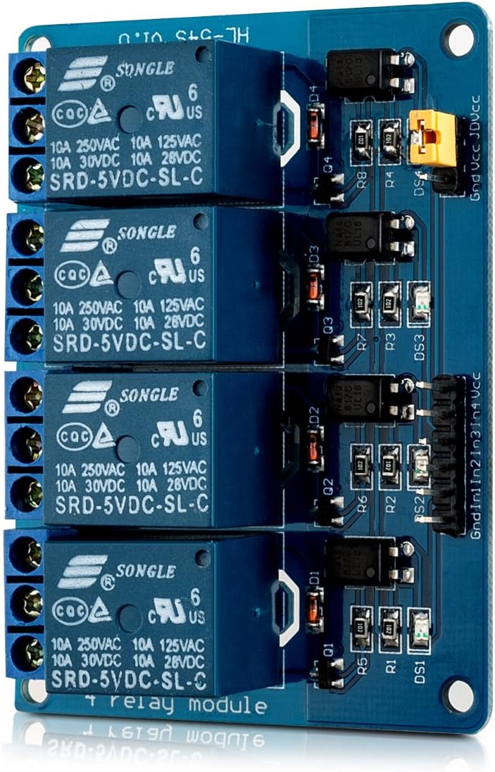 kwmobile 4 Channel Relay Module – 5V Relay Board for Arduino Raspberry ...