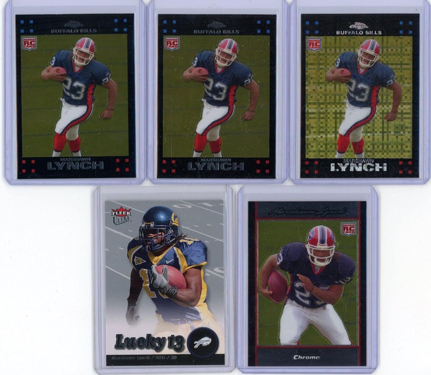 Amazon.com: 2007 MARSHAWN LYNCH (5) Card Rookie Lot - Xfractor,Chrome ...