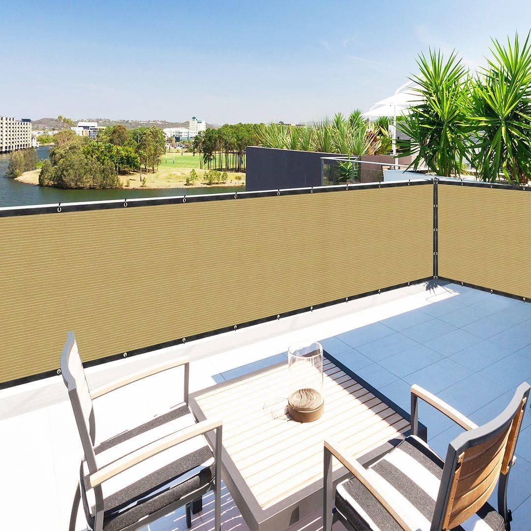 Amazon.com : 3' x 8' Beige Privacy Screen Fence Cover Panel Shade Cloth ...