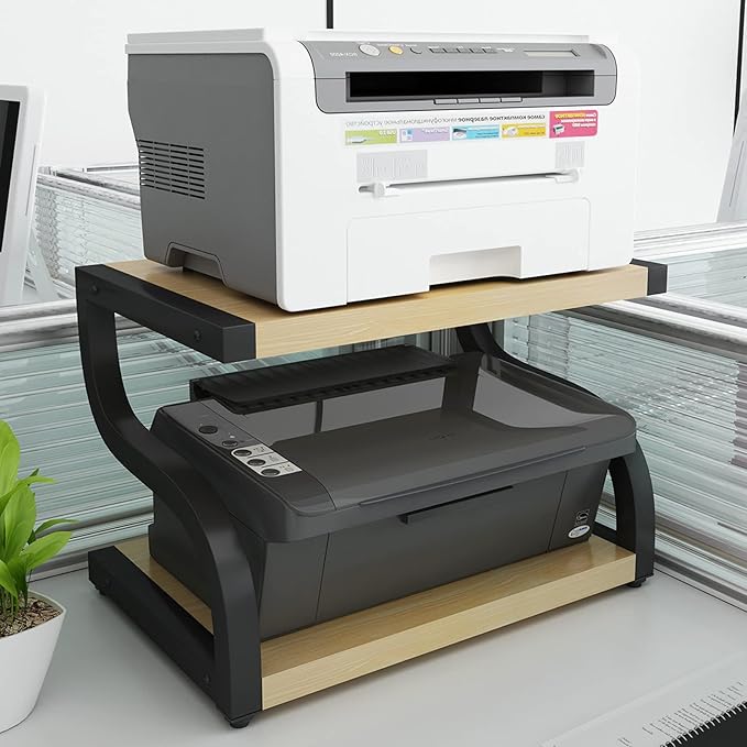 Amazon.com : PUNCIA 2 Tiers Wood Home Office Desktop Printer Stand ...