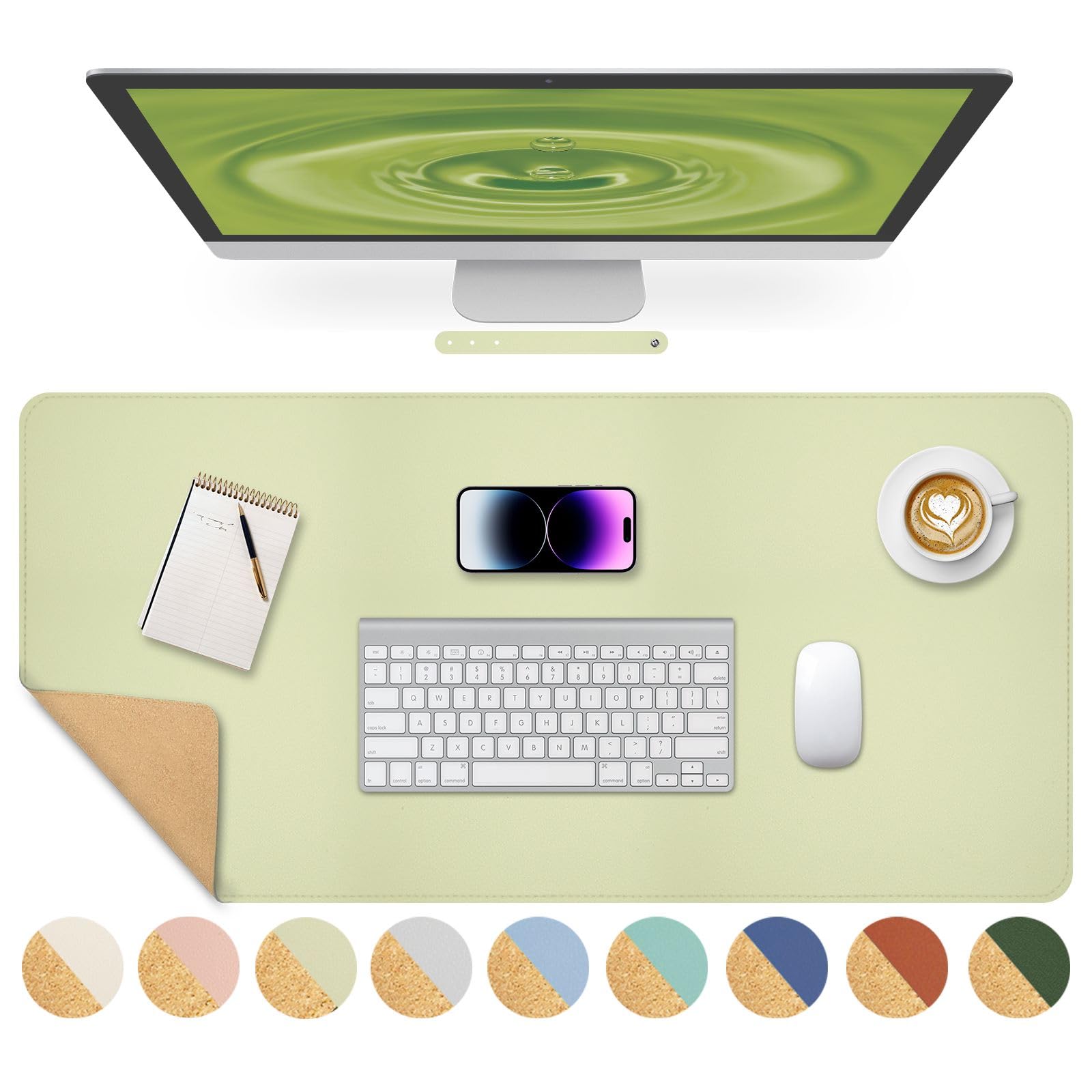 Giecy Leather Desk Pad, Dual-Sided Cork & PU Leather Desk Pad, 80 x 40 ...