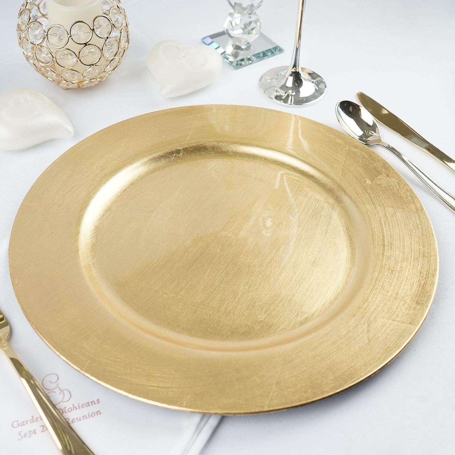 Amazon.com | TCF Linen 13" Charger Plates -Set of 24 - Acrylic Gold ...