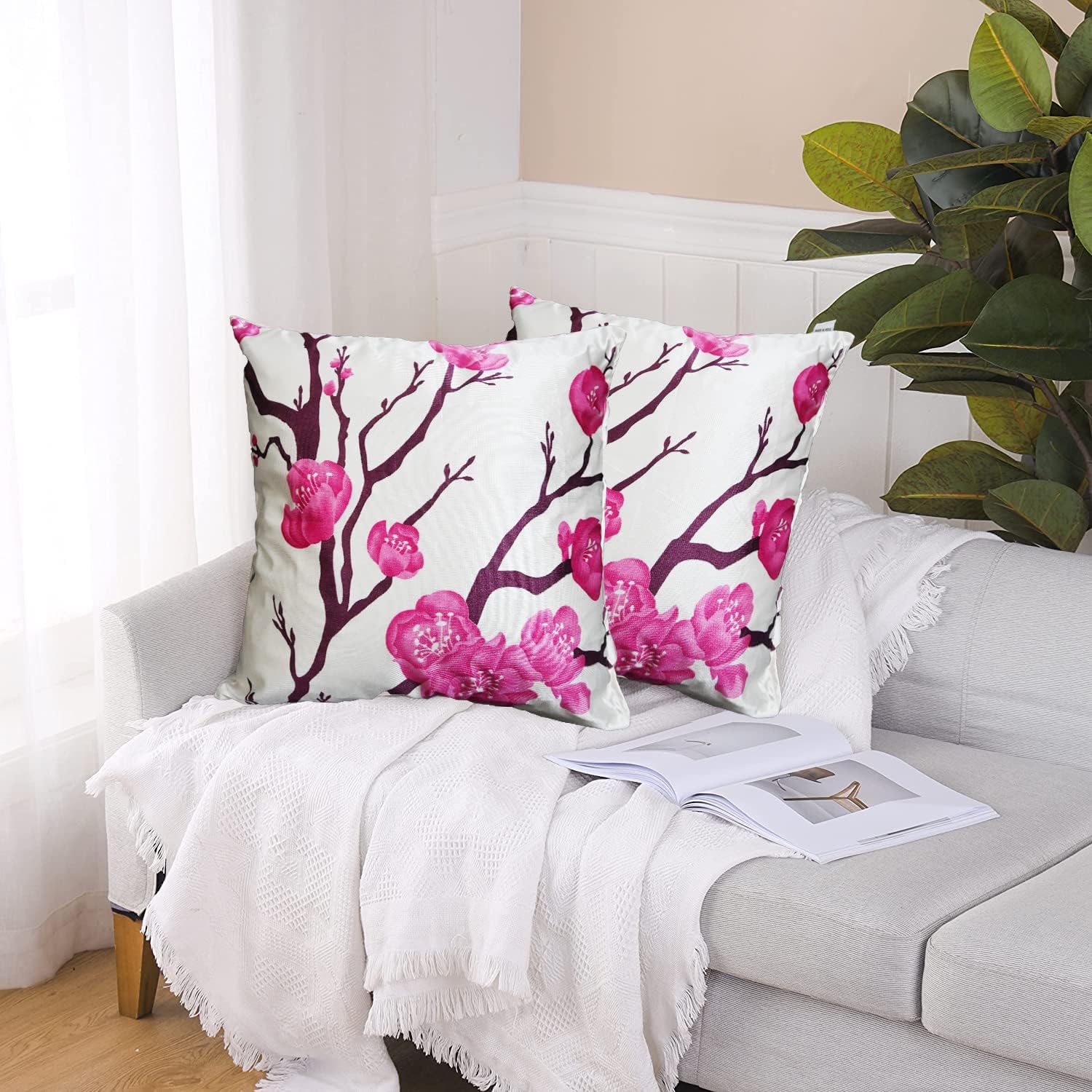 Amazon.com: REDUJ Throw Pillow Cover 18X18 Set of 2,Two Sided Flower ...