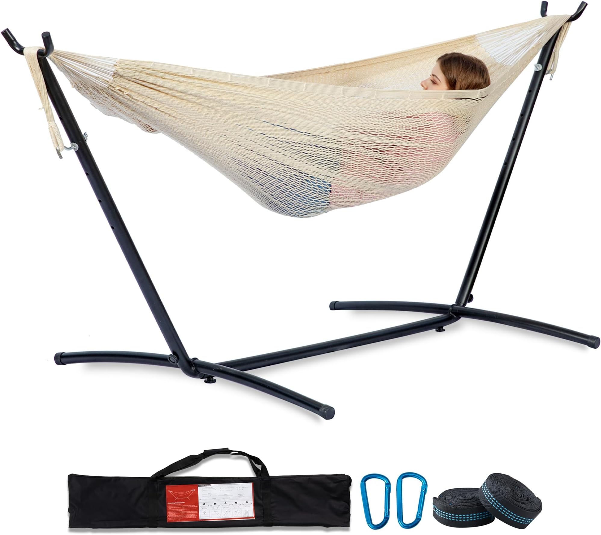 Amazon.com : PNAEUT Handwoven XL Mayan Thick Rope Hammocks with Stand ...