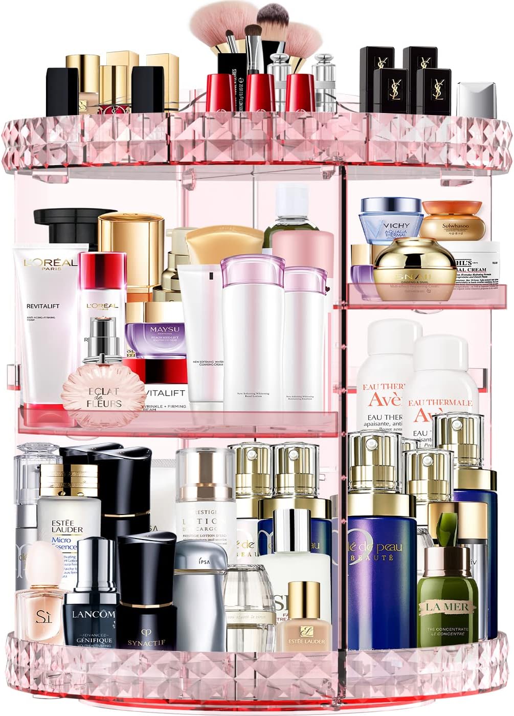 MISERWE Makeup Organiser 360 Degree Rotating 13 Adjustable Layers Large ...