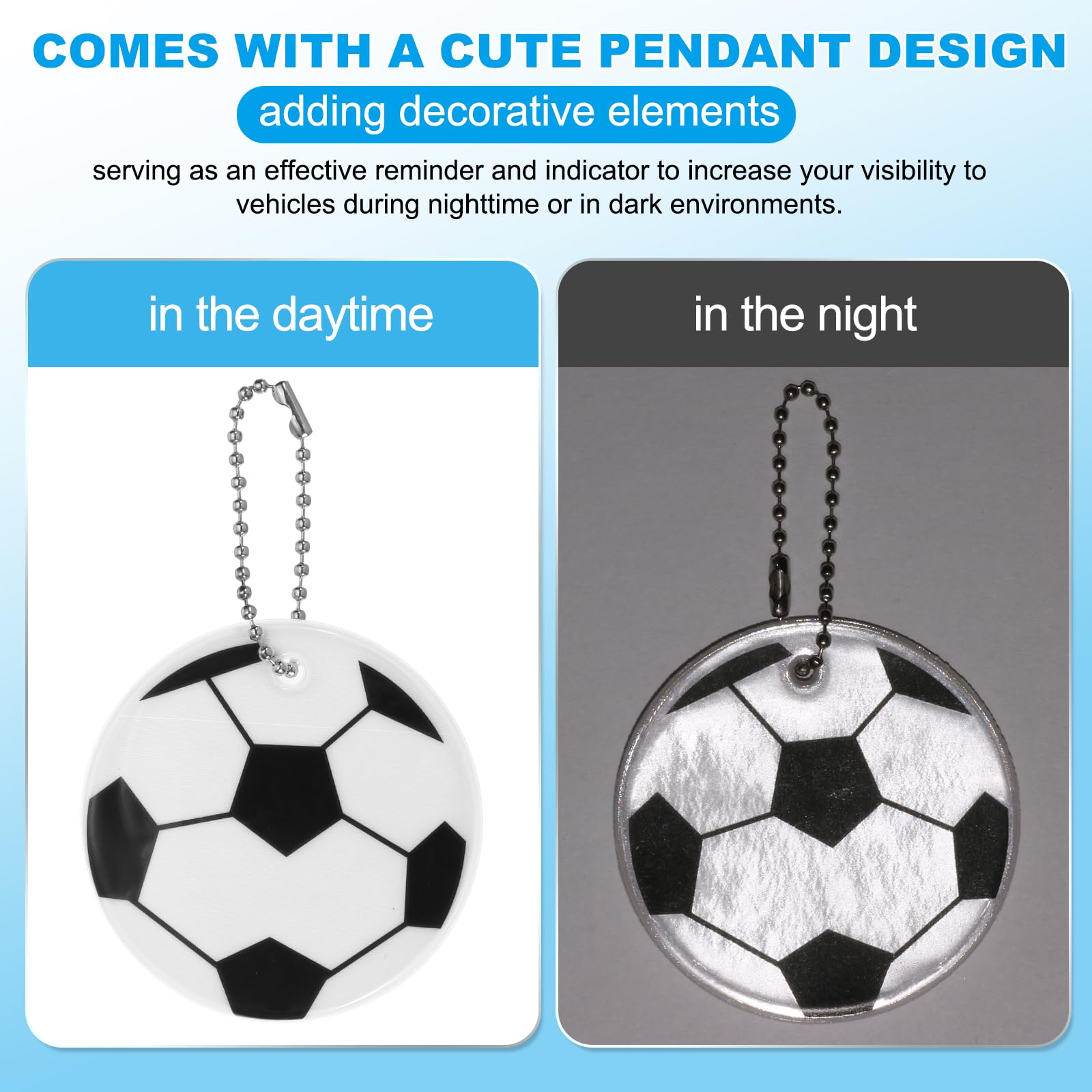PATIKIL Reflective Keychain Tags, 12 Pack Reflective Football Pendant ...