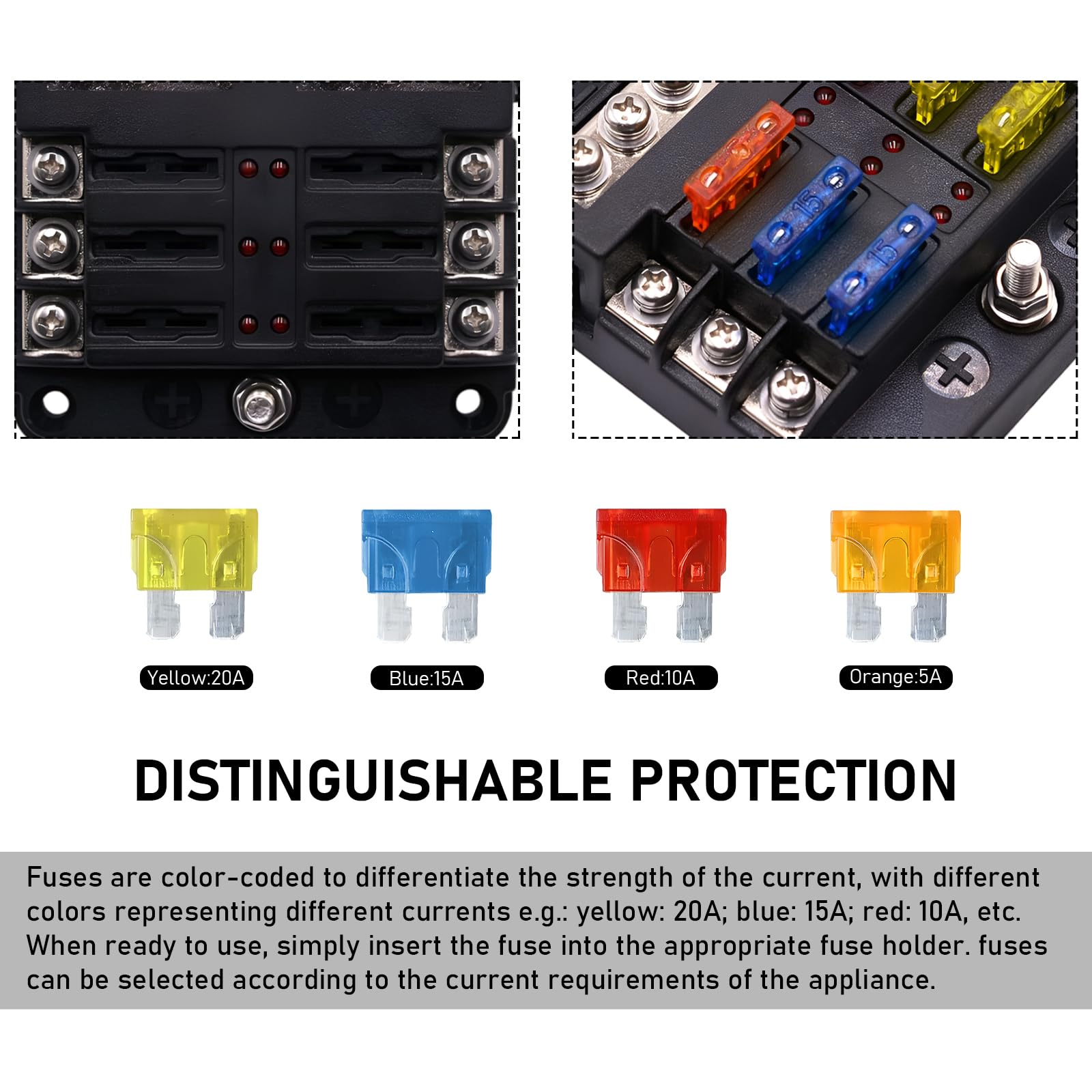 Snapklik.com : KVAEY 12 Volt Fuse Box, Waterproof Boat Marine Fuse ...